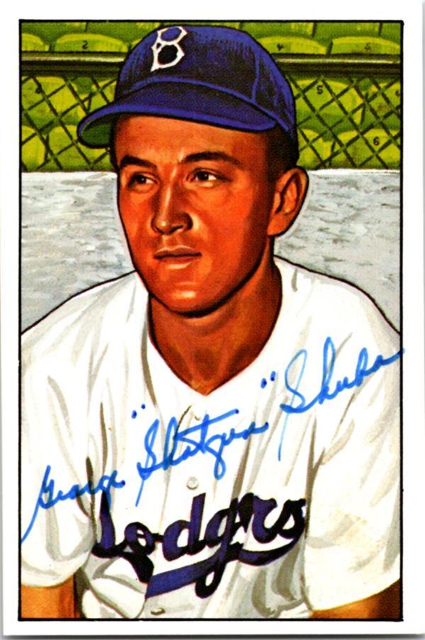 George Shuba signed baseball card Shotgun) 1982 TCMA 1952 Bowman ...