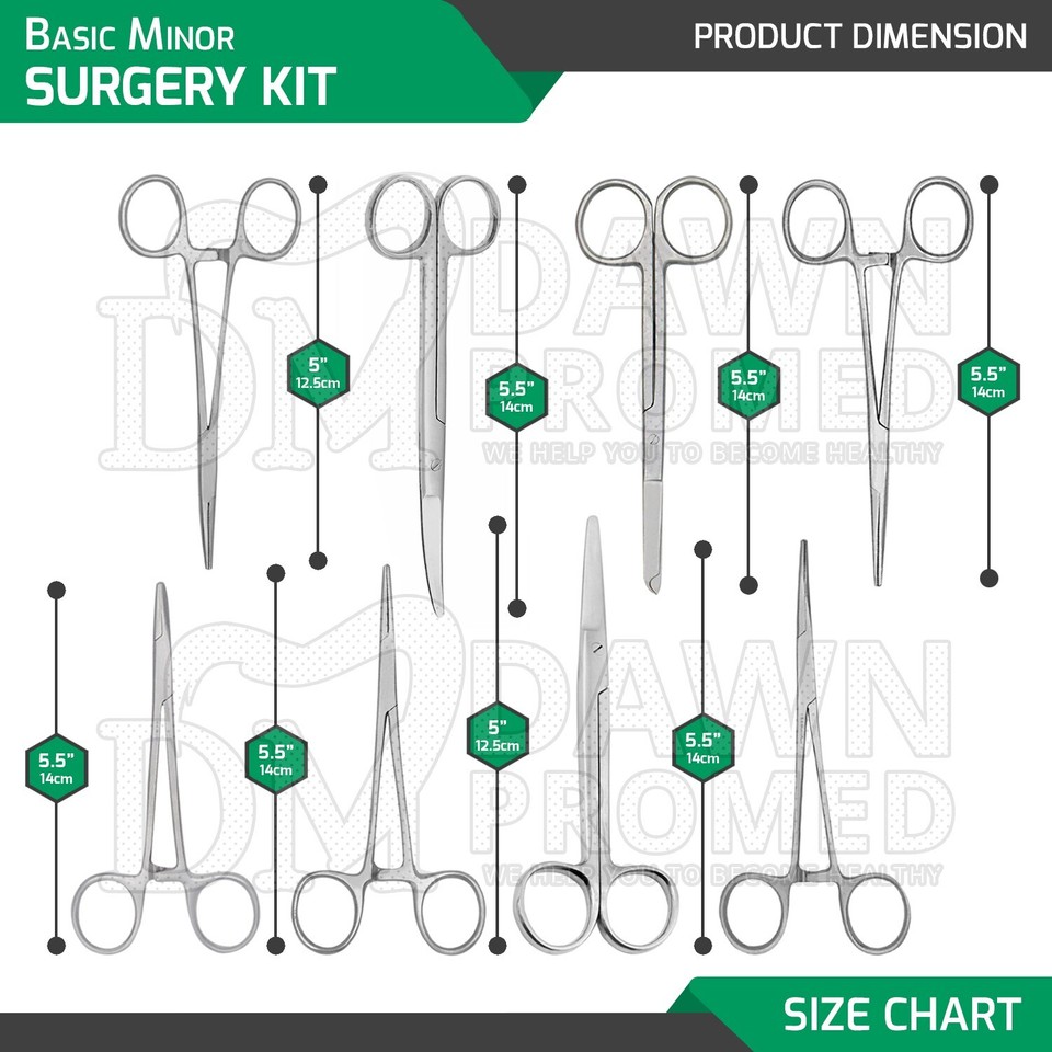 13 Pcs Basic Minor Surgery Set With Stainless Box Surgical Instruments ...