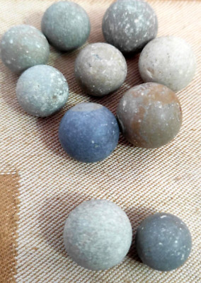vintage original baked CLAY marbles with impression while baking ...