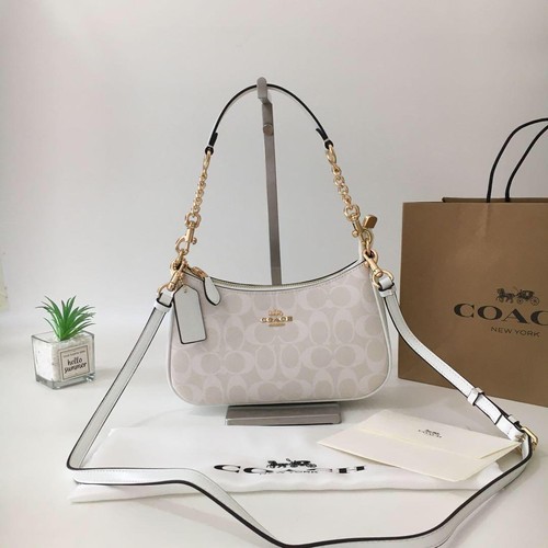 COACH Teri 2Way Shoulder Bag Signature Coated Canvas White CA548 outlet ...
