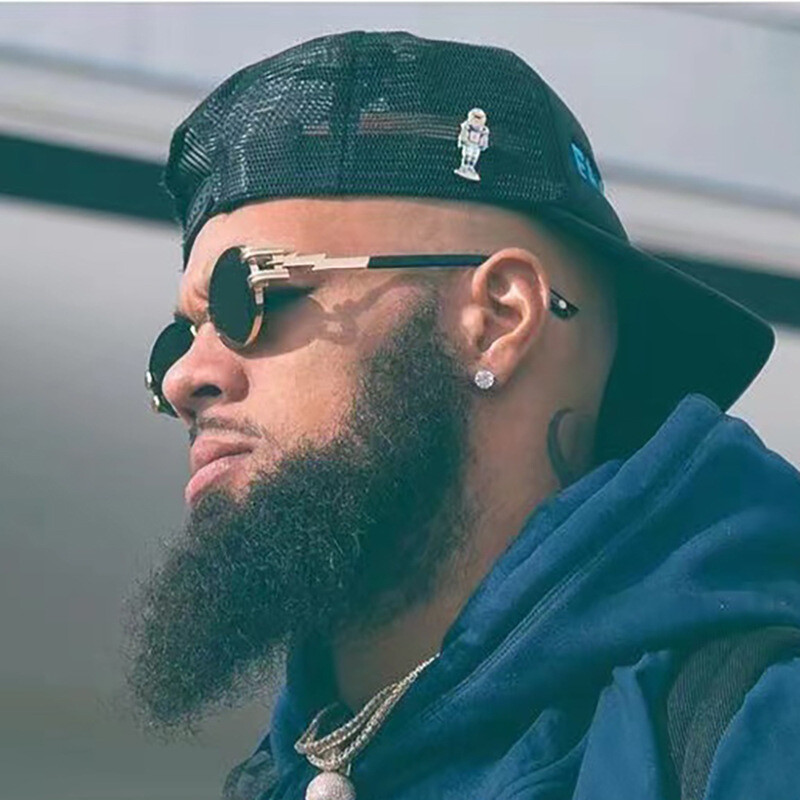 Fashion Round Sunglasses Mens Women Luxury Gold Metal Bar Hip Hop ...