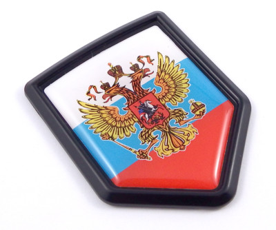 Russia Russian Flag Black Shield emblem Car bike Decal crest 3D sticker ...