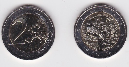 2 Euro Bi-Metal Colour Coin Lithuania 2021 Biosphere Reserve of Zuvinta ...