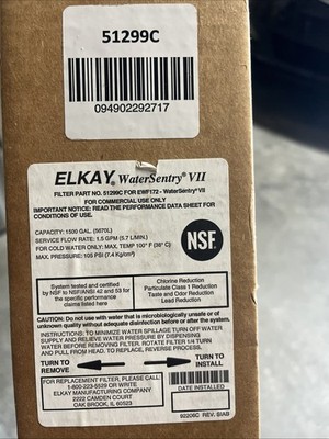 Elkay Water Filter for EWF172 WaterSentry VII 1500 gal 1.5 GPM 105 PSI ...