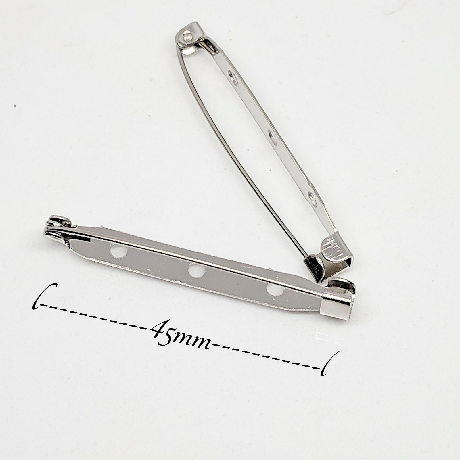 5 x Silver pl bar brooch backs settings for jewellery craft finding ...