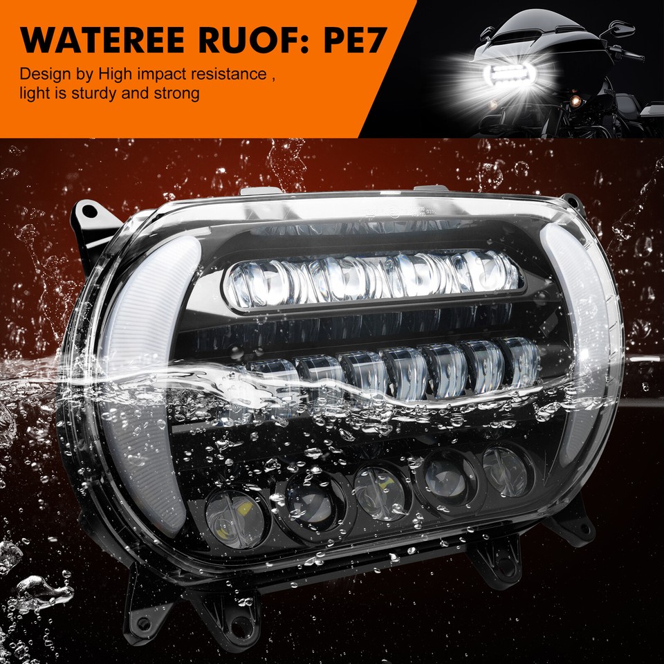 For 15-24 Harley Road Glide LED Projector Headlight with Turn Signals ...