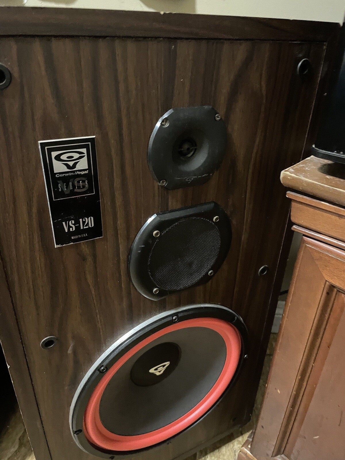 Vintage Pair of Cerwin-Vega VS120 Speakers Brown Cabinet With Grills ...