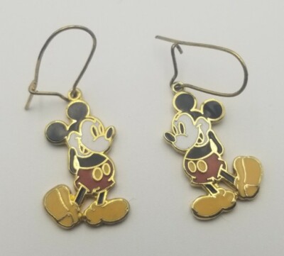 Mickey Mouse Standing Enamel Goldtone Earrings Official Disney Dangle ...
