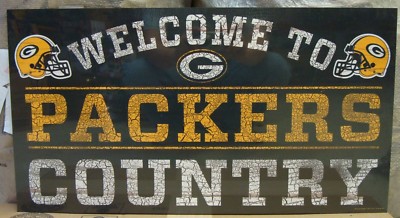 GREEN BAY PACKERS WELCOME TO PACKERS COUNTRY WOOD SIGN 13"X24'' NEW ...