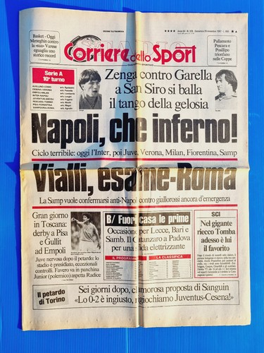 Corriere Dello Sport 29 November 1987 Zenga-Garella-Napoli-Vialli-Tomba ...
