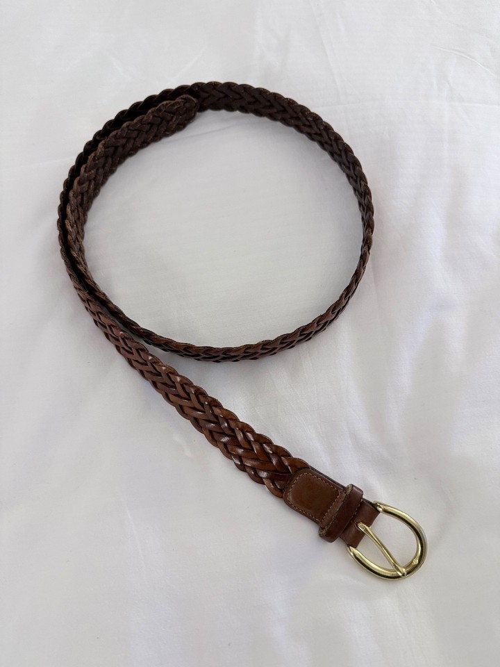 Coach Braided Woven Leather Belt British Tan brown luggage Size 38" 95 ...
