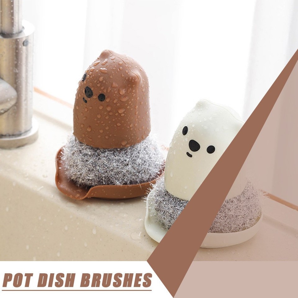 2 PCS Dish Scrub Brush with Handle Tableware Cartoon Dishwashing | eBay ...