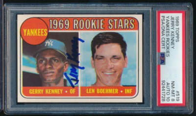 1969 Topps #519 High # Jerry Gerry Kenney PSA 8 signed auto PSA/DNA 10 ...