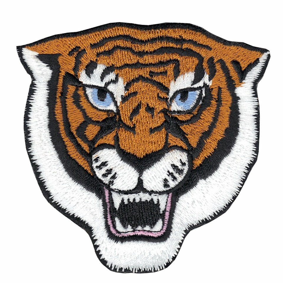 Tiger Head Motif Iron On Embroidered Applique Patch | eBay