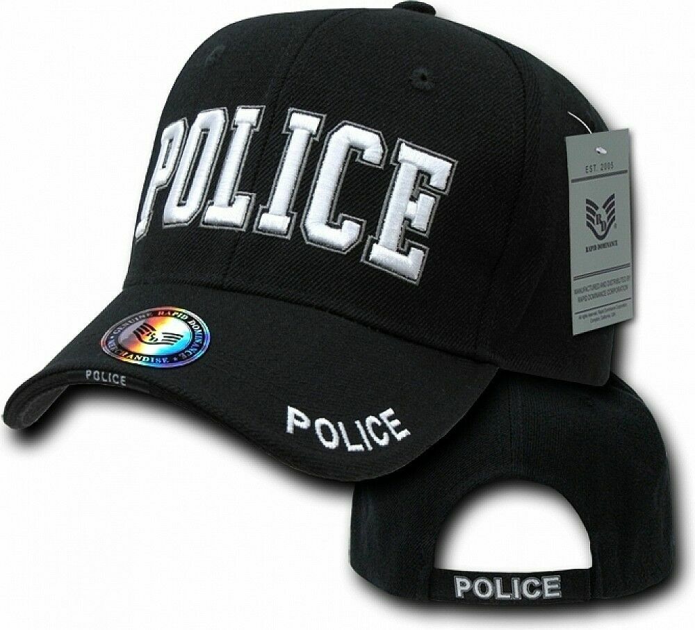 Black US Police Officer Cop Embroidered Law Enforcement Baseball Hat ...