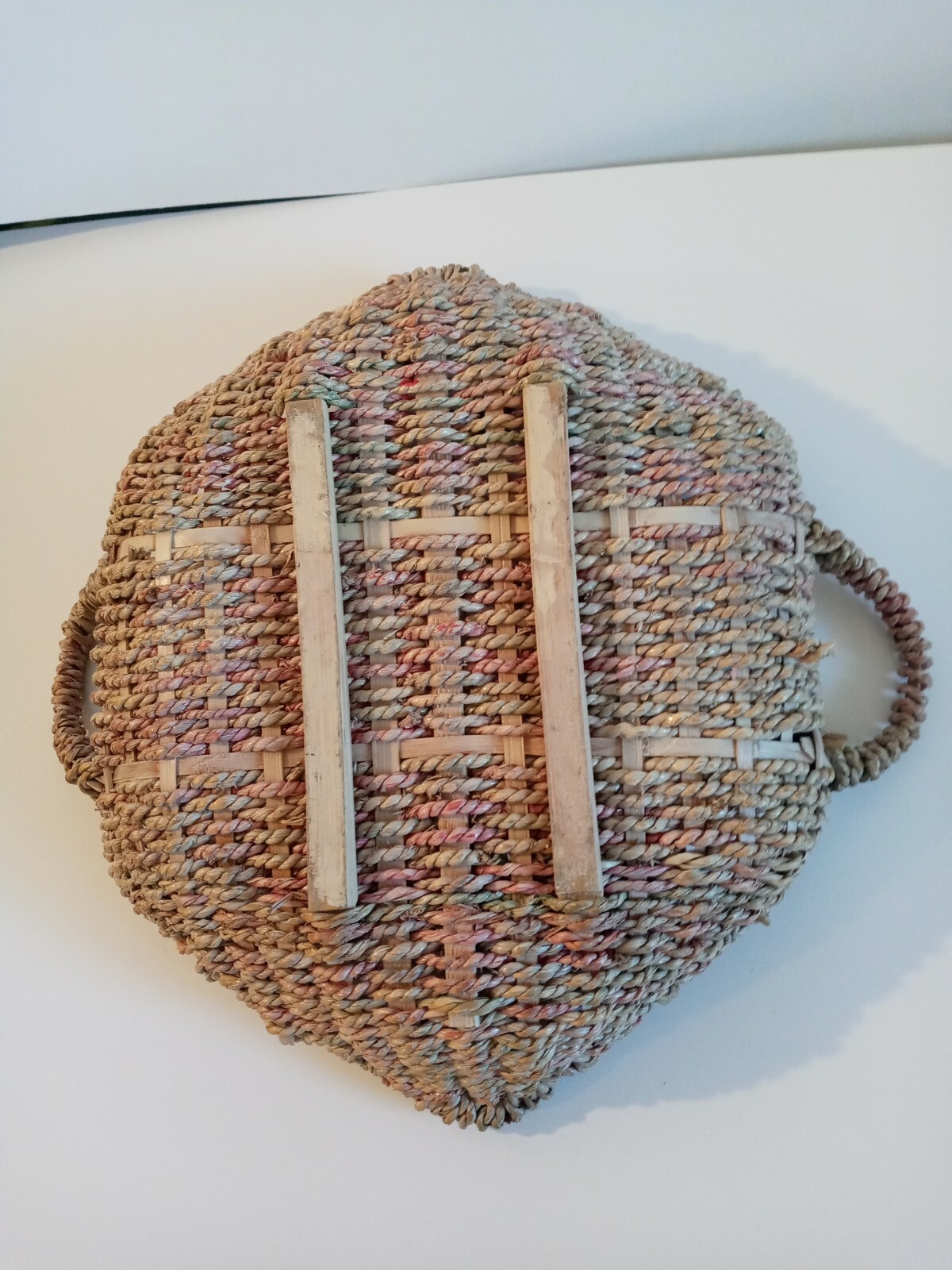 Wicker Rattan Woven Basket With Handles 12.25 x 12.50 x 3.75 | eBay