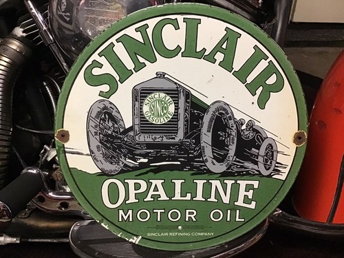 VINTAGE PORCELAIN SINCLAIR OPALINE MOTOR OIL DISPLAY SIGN Harley Ford ...