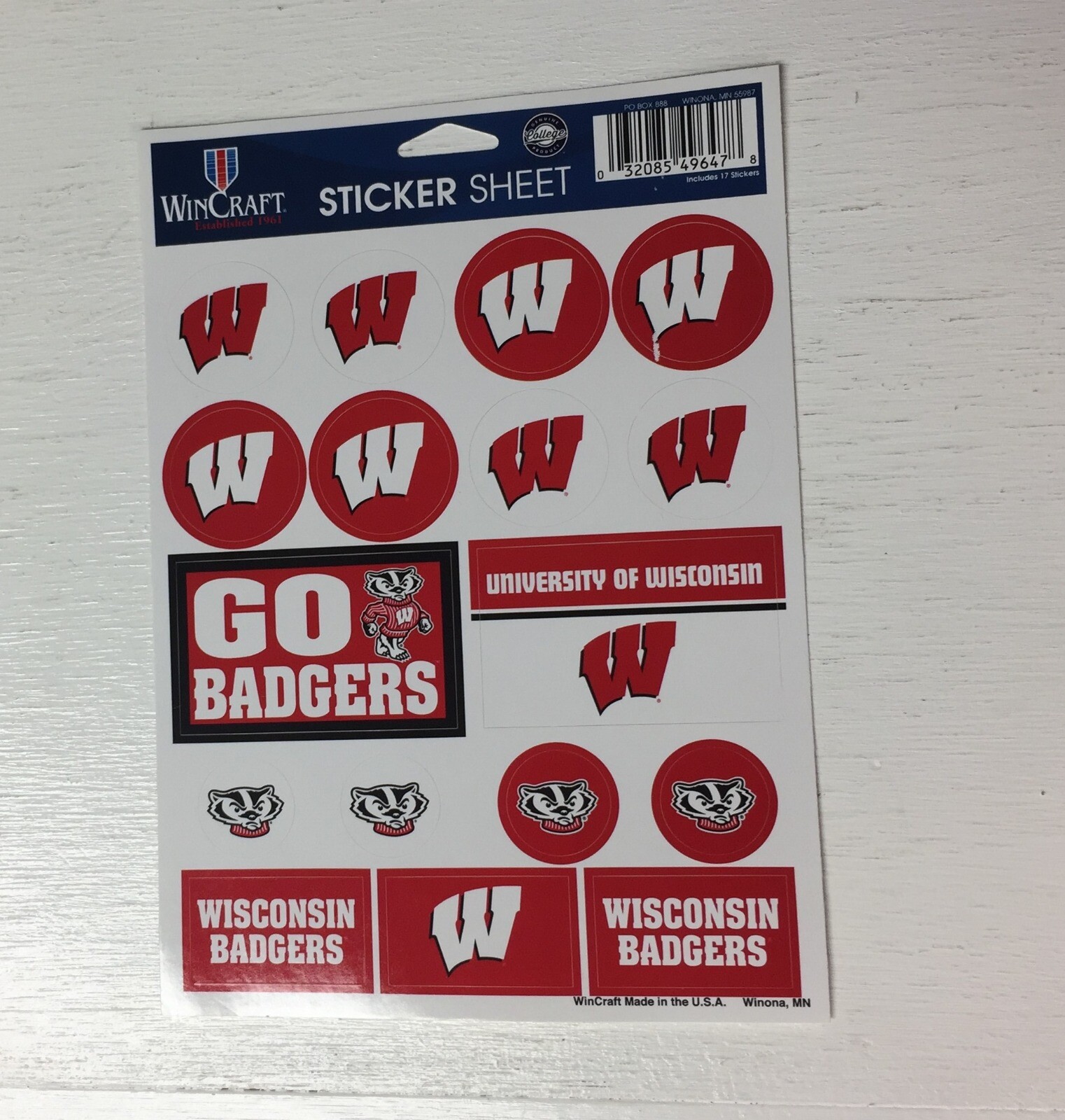 Wisconsin Badgers Vinyl Sticker Sheet 17 Decals 5x7 Inches Free ...