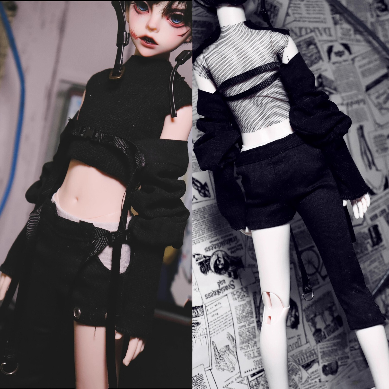 Uncle 68 1/6 1/4 1/3 BJD Doll PUNK Outfit Crop Vest+Oversleeve ...
