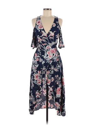 Flynn Skye Women Blue Floral Devon Wrap Dress XS | eBay