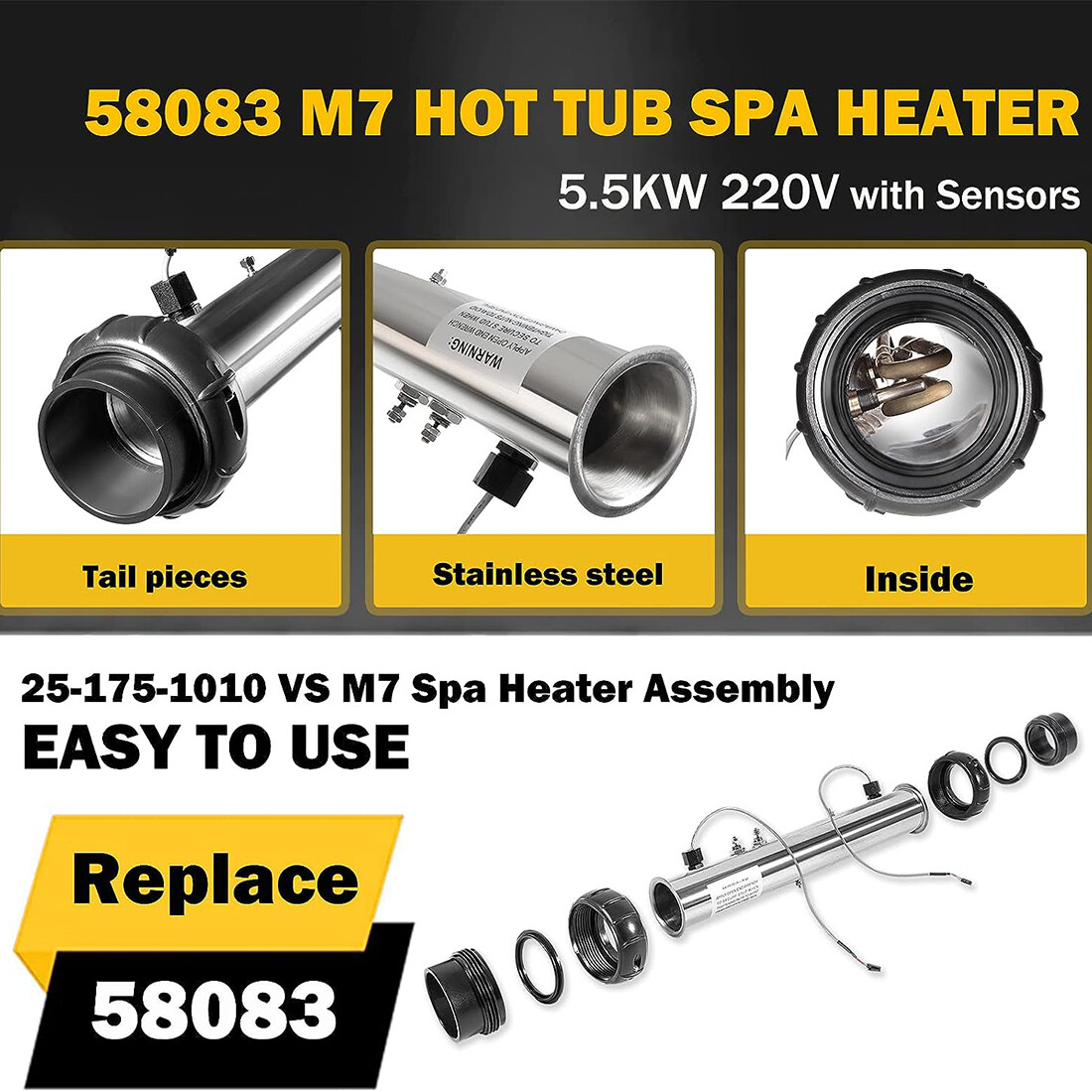 58083 M-7 Heater Assembly Replacement Heater for Balboa BP VS and ...