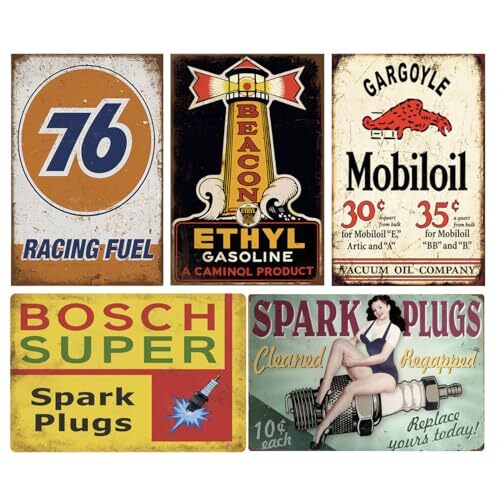 24 Pieces Gas and Oil Tin Signs, Retro Vintage Metal Sign for Home Man ...