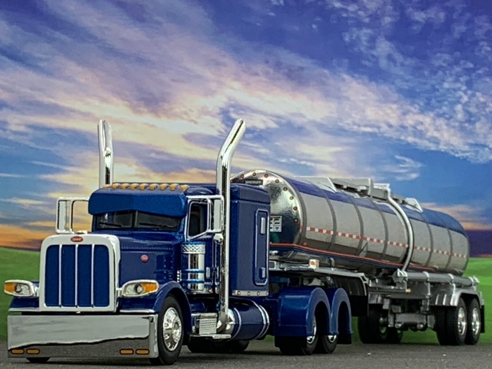 1/64 DCP PETERBILT 389 FLAT TOP W/ BRENNER STAINLESS BANDED TANKER ...