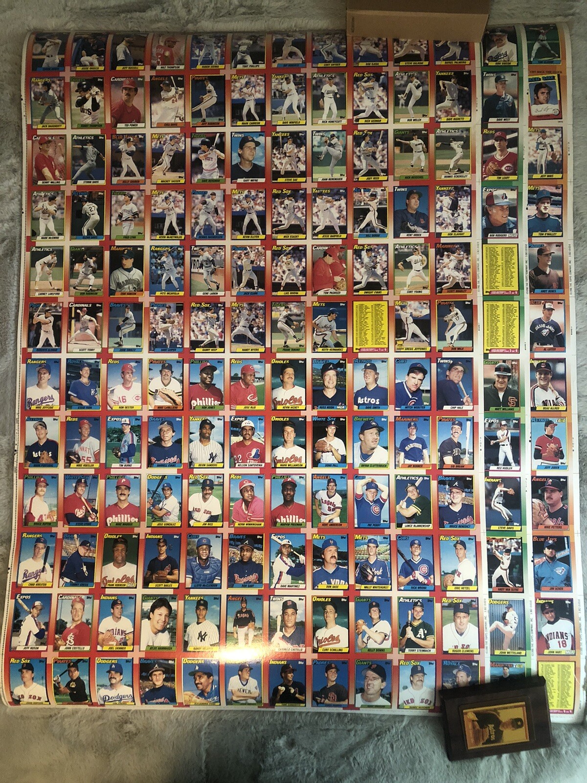 3 UNCUT 1990 Topps Baseball Cards Sheets - Shawn Abner - Earl ...