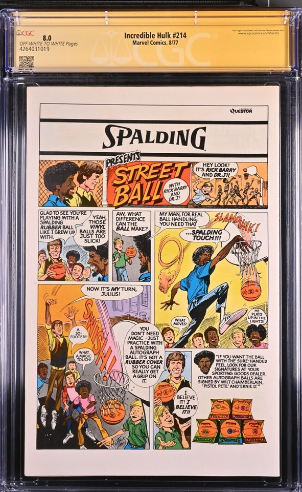 INCREDIBLE HULK #214 - 8/77 - SIGNATURE SERIES SIGNED BY GLYNIS OLIVER ...