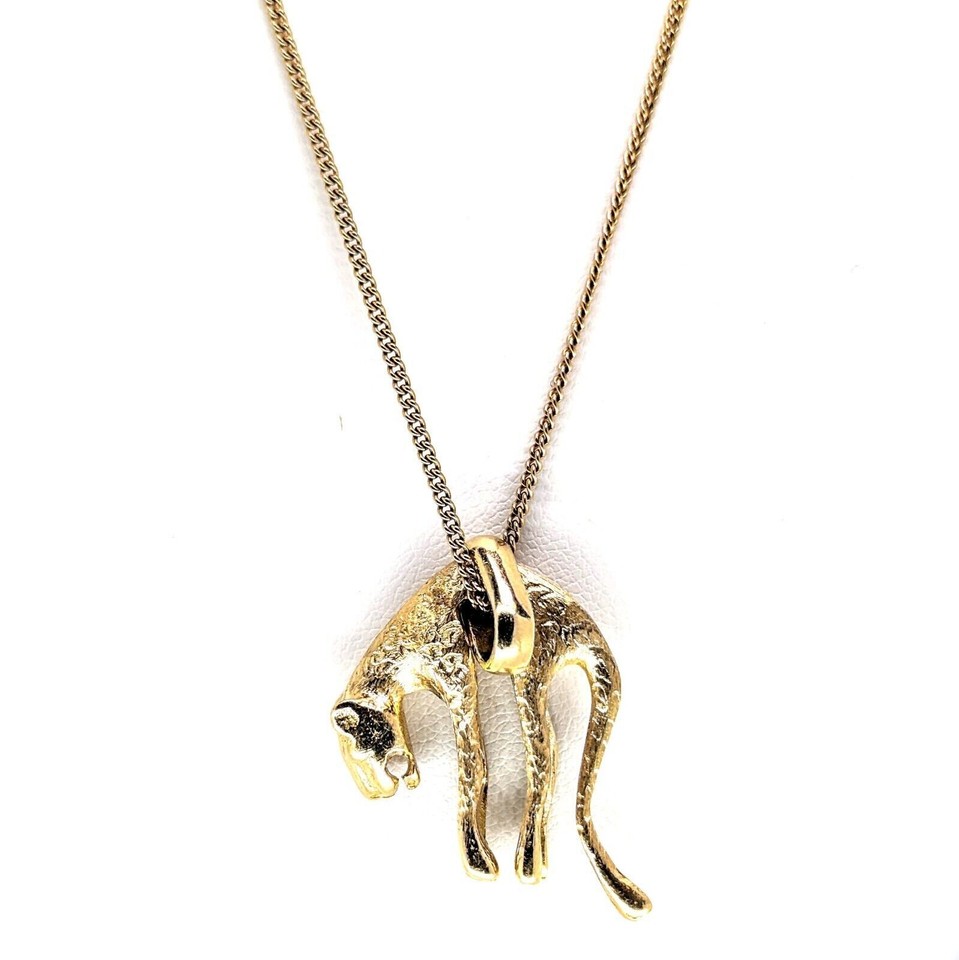18K Yellow Gold Cat Pendant with 18" Chain | eBay