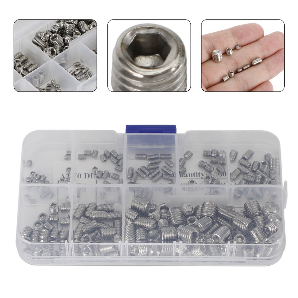 M4-M8 Assorted Stainless Steel Allen Head Socket Hex Set Grub Screw Cup ...