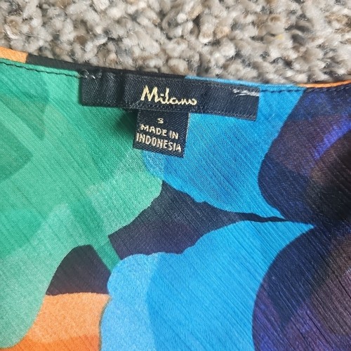 Womens Milano Top Sm Vivid Watercolor Floral Tunic Sleeveless Tulip Hem ...