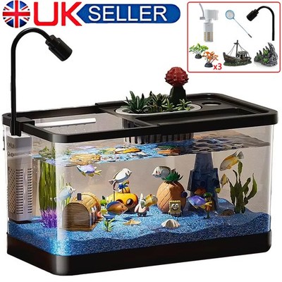 20L Aquarium Fish Tank with Light & Pump Betta Shrimp Goldfish Starter ...