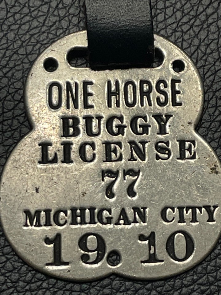 RARE Vintage 1910 Michigan City Indiana Buggy License Plate Badge | eBay