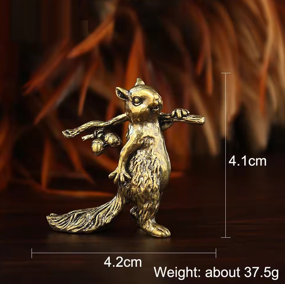 Brass Squirrel Figurine Small Animal Statue Table Office Home ...