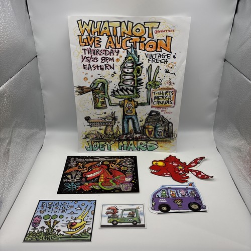 Joey Mars Art Lot #3, 6 Unique Pieces, 1 Vintage Postcard, Drawing From ...