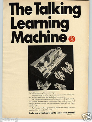 1968 PAPER AD Mattel Toy Talking Learning Machine English French ...
