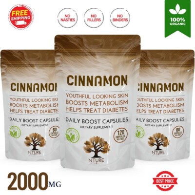 CINNAMON 2000MG TABLETS BLOOD SUGAR DIGESTION ANTIOXIDANT CEYLON ...