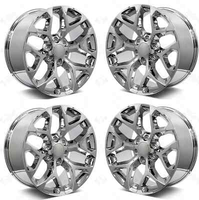 26x10 Chrome Snowflake 26" Wheels For Chevy Silverado 1500 Sierra GMC ...
