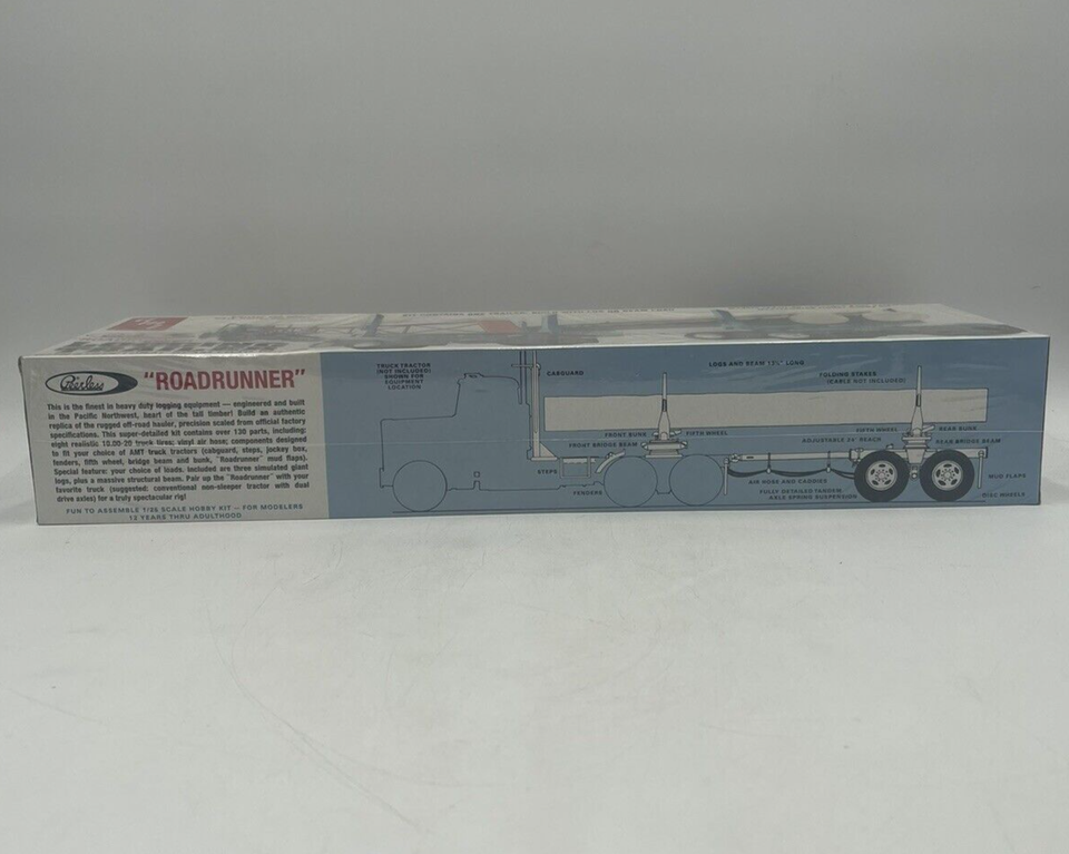 AMT Peerless "Roadrunner" Logging Trailer 1/25 Scale Plastic Model Kit ...