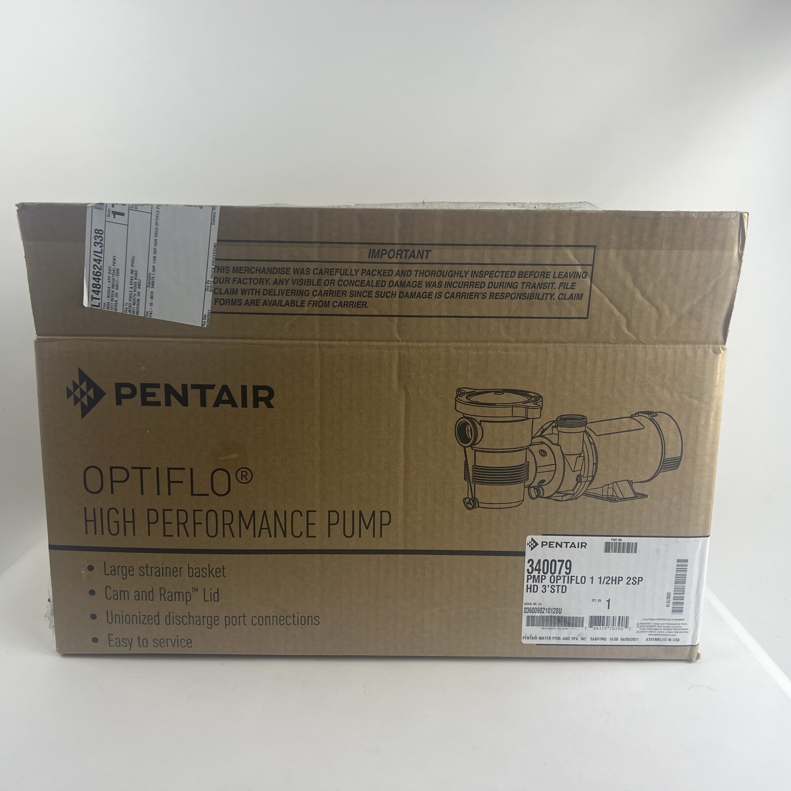 Pentair 340079 1.5HP OptiFlo 2-Speed Horizontal Discharge Motor Pump ...
