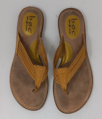Born Boc Concept Gold Yellow Leather Flip Flop Slip On Flat Sandals ...