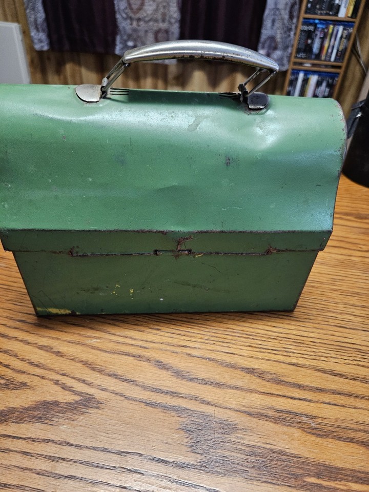 50s Antique Vintage Green Metal Dome Top Pail Lunch Box VERY RARE TO ...