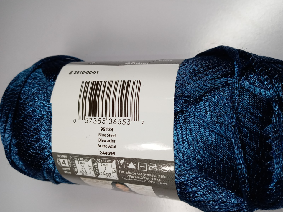 Patons Yarn Metallic Blue Steel 252 Yards 63% Nylon 28% Acrylic 9% Wool ...