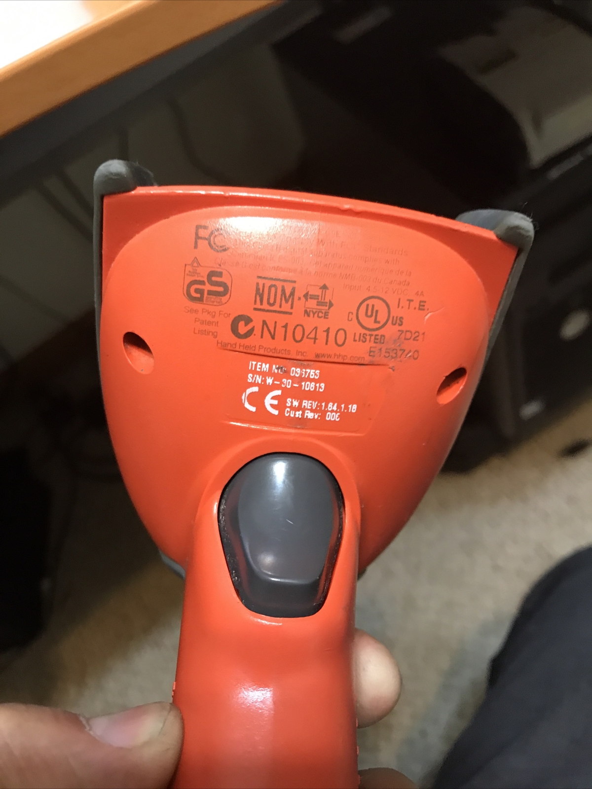 HAND HELD PRODUCTS N10410 HANDHELD BARCODE SCANNER ORANGE 30206000709SE ...