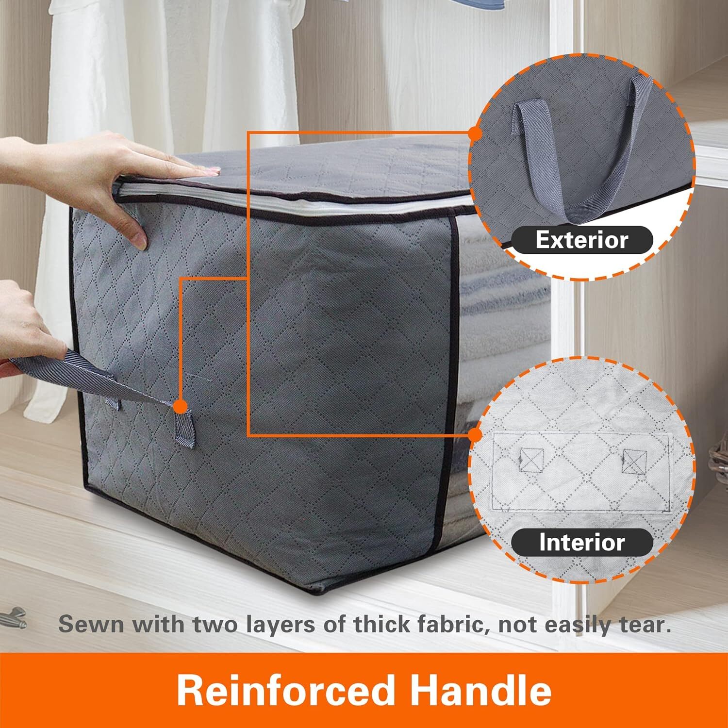 4/6Pcs Clothes Storage Bags Zipped Organizer Underbed Wardrobe Cube ...