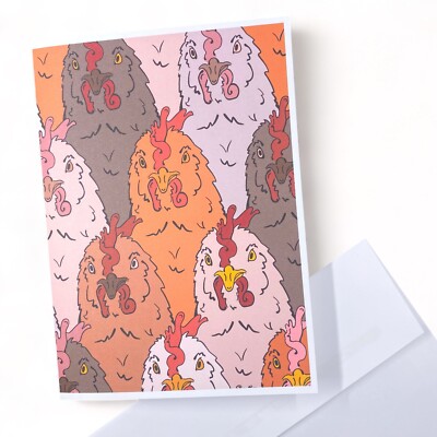 Chicken Greeting Card for Any Occasion Handmade Bird Stationery Gift ...