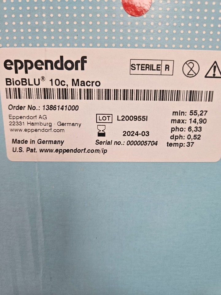 Eppendorf BioBLU Bioreactor 10c Single Use 13.3 L Sterile | eBay UK