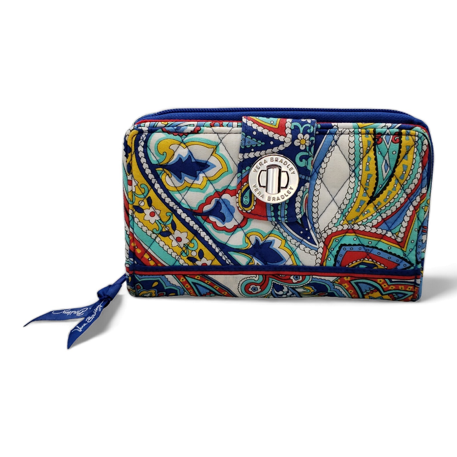 Vera Bradley Printed Cotton RFID Turn Lock Zip Wallet… - Gem