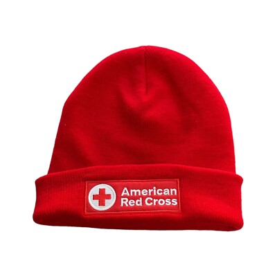 American Red Cross Blood Donation Winter Red Knit Hat Beanie Adult ...